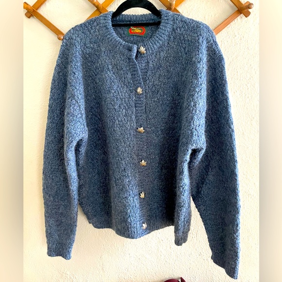 American Vintage | Sweaters | Vintage Wool Cardigan W Leaf Buttons ...